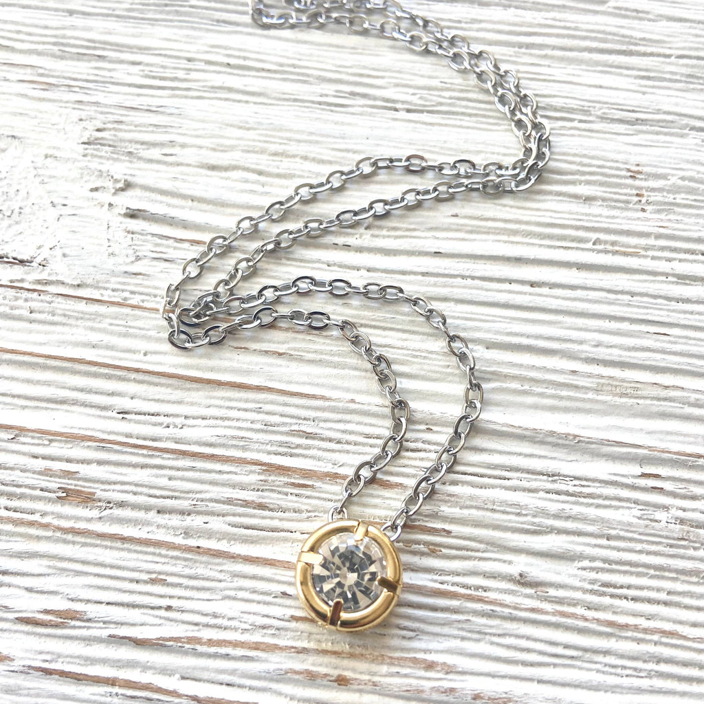 Crystal mixed metal layering necklace – VB&Co. Designs Jewelry