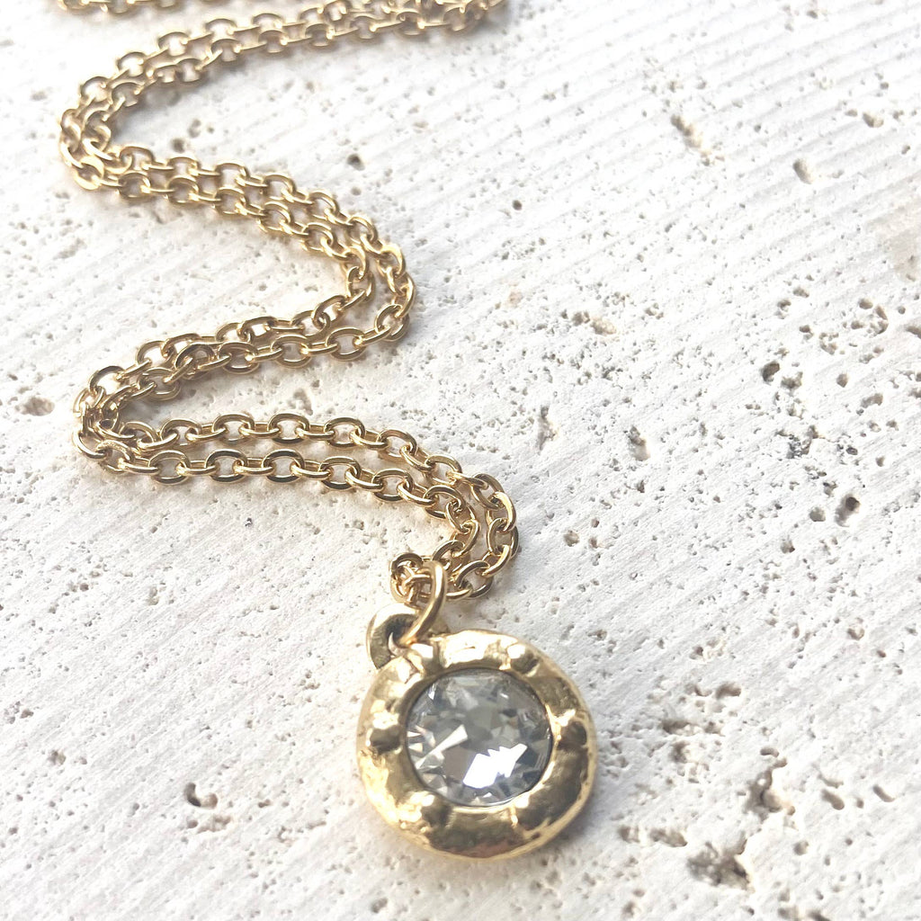 Simple hand casted crystal necklace gold layering jewerly – VB&Co ...