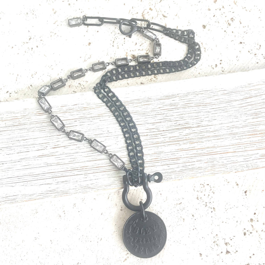 Edgy glam French champagne coin shackle necklace – VB&Co. Designs Jewelry