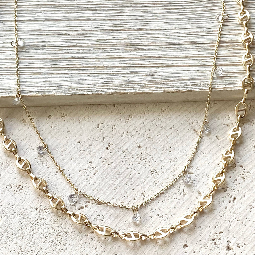 Layering necklace crystal bean chain – VB&Co. Designs Jewelry