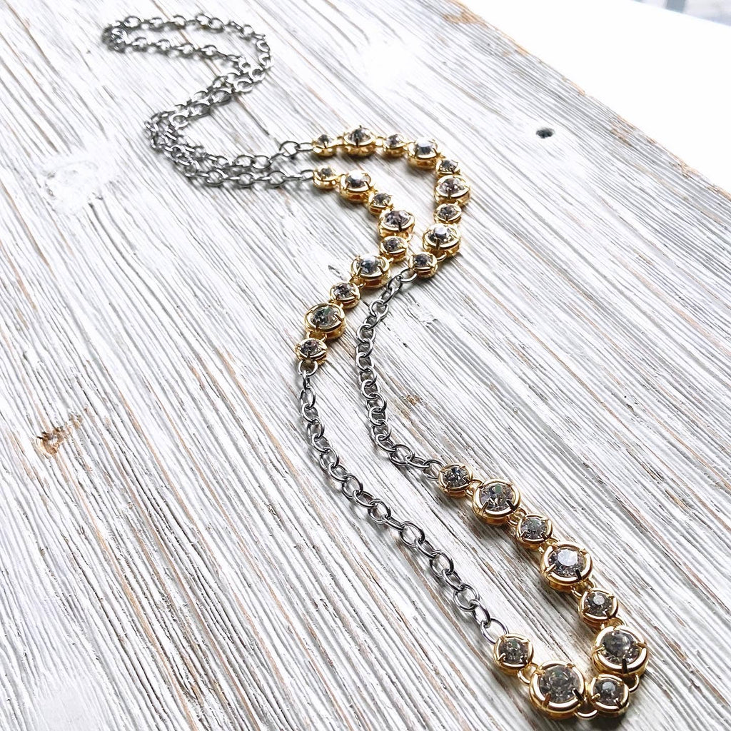 Long crystal necklace mixed metals boutique jewelry salon – VB&Co ...